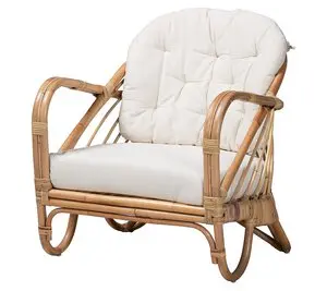 BAXTON STUDIO Aliane Natural Brown Antique Rattan Armchair - One-color