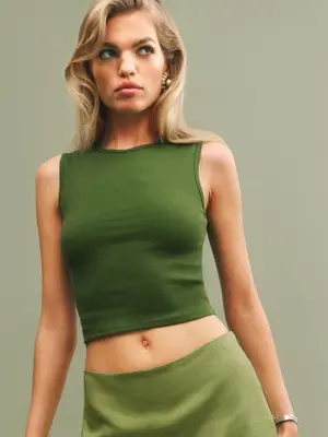REFORMATION Reformation Ryland Tank Top Green