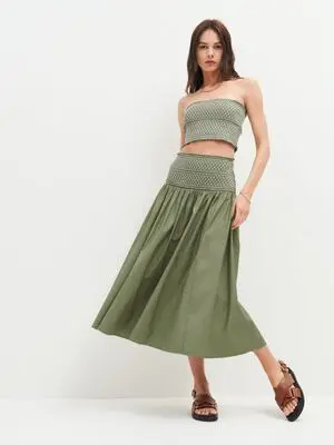 REFORMATION Haven Midi Skirt Artichoke