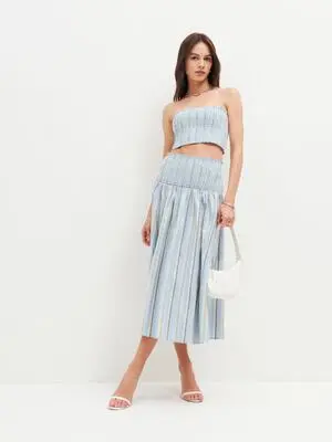 REFORMATION Haven Midi Skirt - Cabana Stripe