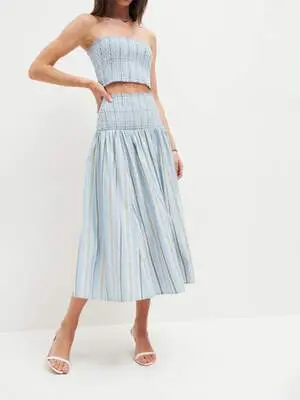 REFORMATION Haven Midi Skirt - Cabana Stripe