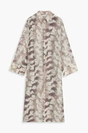 SAMSØE Φ SAMSØE Gitte Printed Lyocell-blend Midi Shirt Dress Brown S