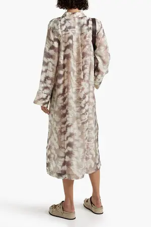SAMSØE Φ SAMSØE Gitte Printed Lyocell-blend Midi Shirt Dress Brown S