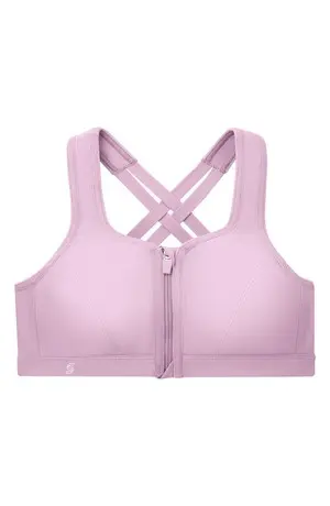 GLAMORISE Full Figure Zip-up Sports Bra - Lavender