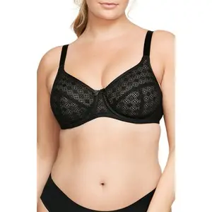 GLAMORISE Full Figure Lace Underwire Bra - Black