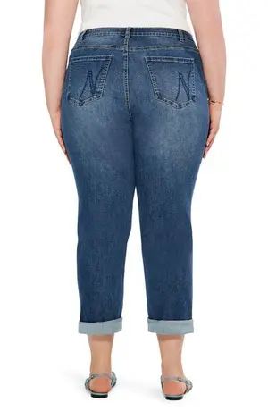 NIC+ZOE Cuffed Straight Leg Girlfriend Jeans