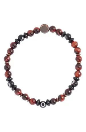 Caputo & Co Evil Eye Bead Bracelet - Red Tiger Eye