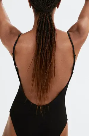 Mango Textured V-neck One-piece Swimsuit