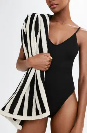 Mango Textured V-neck One-piece Swimsuit