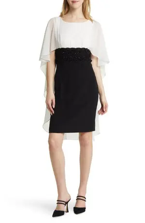 Shani Chiffon Cape Sheath Dress