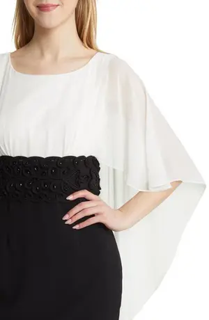 Shani Chiffon Cape Sheath Dress