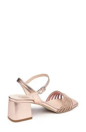 NEROGIARDINI Embellished Ankle Strap Sandal - Rose Gold