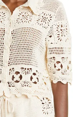 Zimmermann Cotton Crochet Crop Button-up Shirt