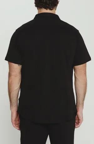 7 Diamonds Bennet Stripe Seersucker Short Sleeve Button-up Shirt - Black