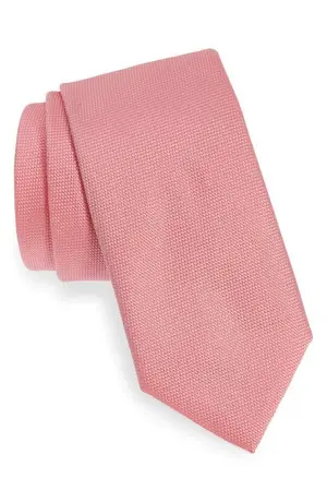 BOSS BOSS Solid Silk Tie Open Pnk