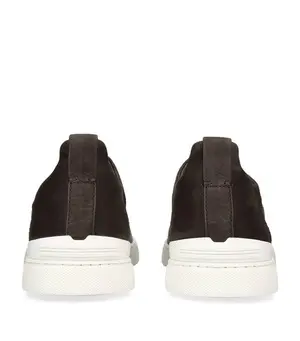 Zegna Leather-cashmere Triple Stitch Sneakers - Brown