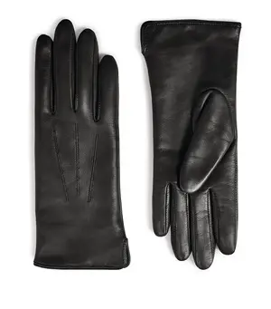 ASPINAL OF LONDON Cashmere-wool-lined Leather Gloves - Black