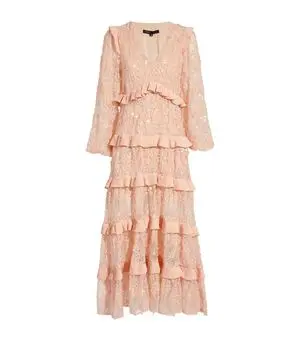 Maje Sequin Maxi Dress In Pink - 29% Off | Editorialist