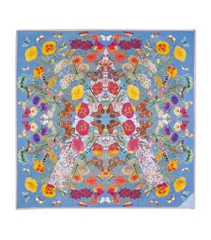 ASPINAL OF LONDON Botanical 'a' Silk Scarf - Blue