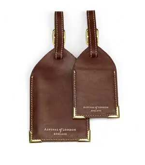 ASPINAL OF LONDON Leather Luggage Tags - Brown