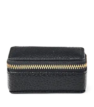 ASPINAL OF LONDON Small Leather Travel Jewellery Box - Black