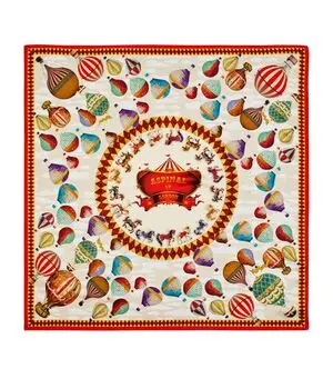 ASPINAL OF LONDON Silk Hot Air Balloon Print Scarf Multi
