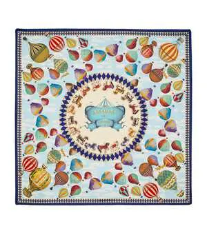 ASPINAL OF LONDON Silk Hot Air Balloon Print Scarf - Navy