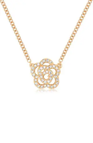 Ef Collection Diamond Rose Gold Pendant Necklace - 14k Rose Gold