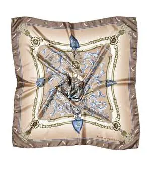 ASPINAL OF LONDON Silk Signature Printed Scarf - Brown