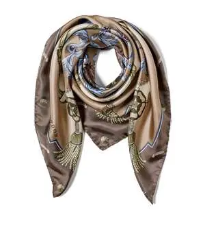 ASPINAL OF LONDON Silk Signature Printed Scarf - Brown