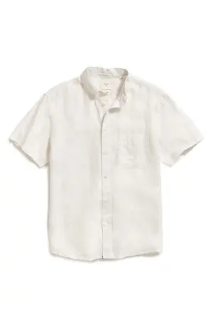 Billy Reid Tuscumbia Standard Fit Short Sleeve Linen Button-down Shirt - White