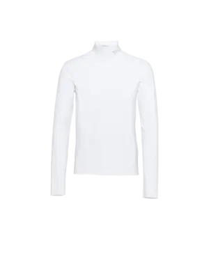 Prada Technical Jersey Mock Turtleneck - White | Editorialist