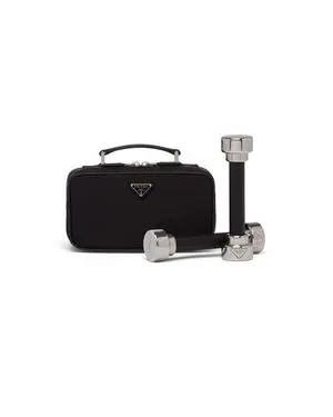 Prada Re-nylon And Saffiano Leather Hand Weights Carry Case - Black