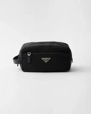 Prada Re-nylon And Saffiano Leather Travel Pouch - Black