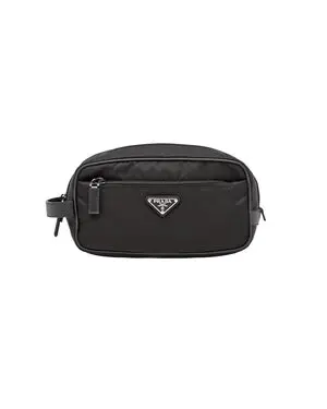 Prada Re-nylon And Saffiano Leather Travel Pouch - Black