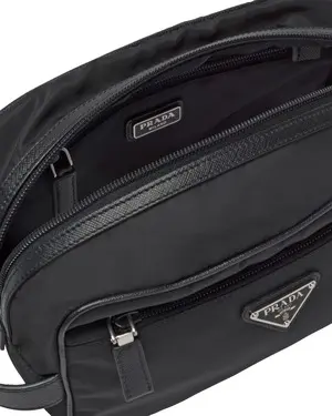 Prada Re-nylon And Saffiano Leather Travel Pouch