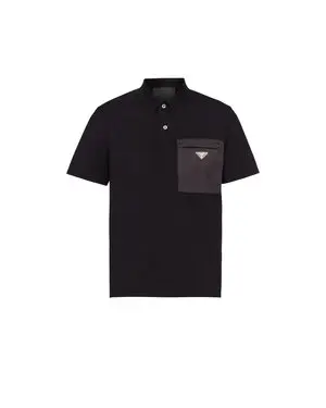Prada Stretch Cotton Polo Shirt With Re-nylon Details