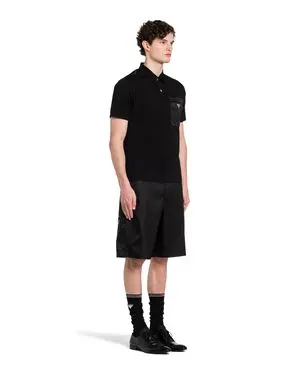Prada Stretch Cotton Polo Shirt With Re-nylon Details