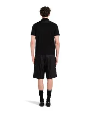 Prada Stretch Cotton Polo Shirt With Re-nylon Details