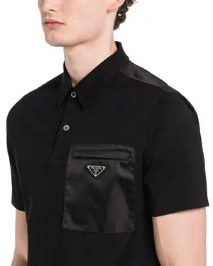 Prada Stretch Cotton Polo Shirt With Re-nylon Details