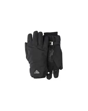 Prada Re-nylon Gloves With Leather Inserts - Black