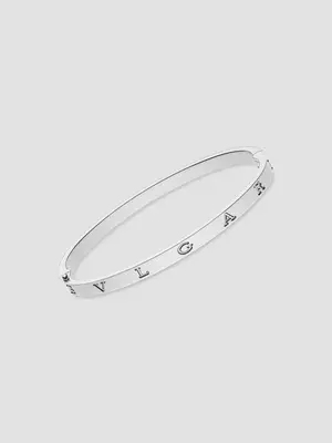 BVLGARI B. Zero1 18k Logo Bangle Bracelet - White Gold