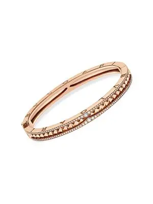 BVLGARI Women's B. Zero1 18K Rose Gold & 0.98 TCW Diamond Logo Bangle Bracelet - Pink Gold  - Pink Gold