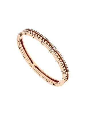 BVLGARI B. Zero1 18k Rose Gold & 0.98 Tcw Diamond Logo Bangle Bracelet