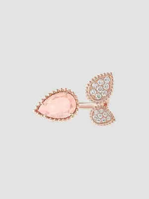 Boucheron Serpent Bohème 18k Pink Quartz & 0.49 Tcw Diamond Cuff Ring