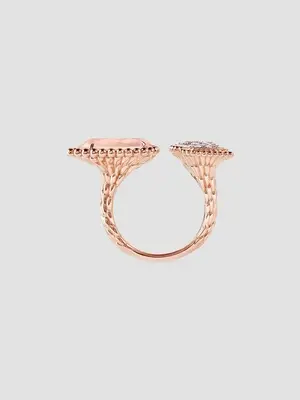 Boucheron Serpent Bohème 18k Pink Quartz & 0.49 Tcw Diamond Cuff Ring