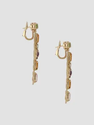 Dolce & Gabbana 18k & Semi-precious Multi-gemstone Cross Drop Earrings - Yellow Gold