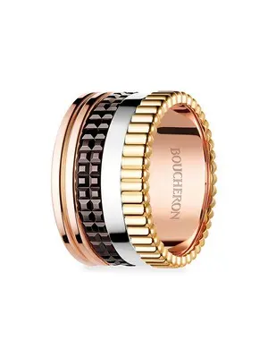 Boucheron Quatre Classique Tri-tone 18k Gold & Pvd Large Ring Gold