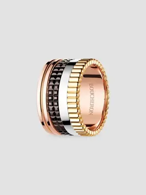 Boucheron Quatre Classique Tri-tone 18k & Pvd Large Ring - One-color