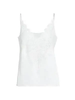 L'Agence Women's Priya Silk & Lace Tank - Black  - White